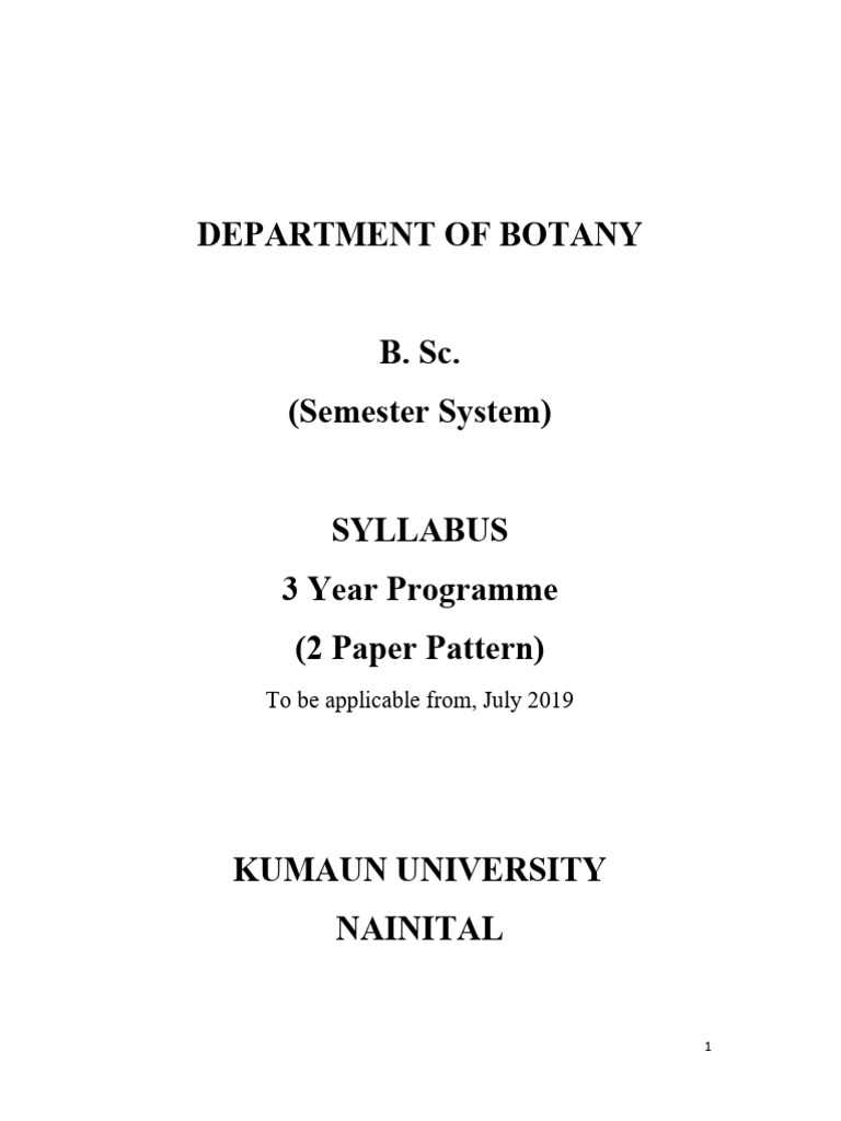B.Sc. Botany Syllabus - Kumaun University | PDF | Cell (Biology ...