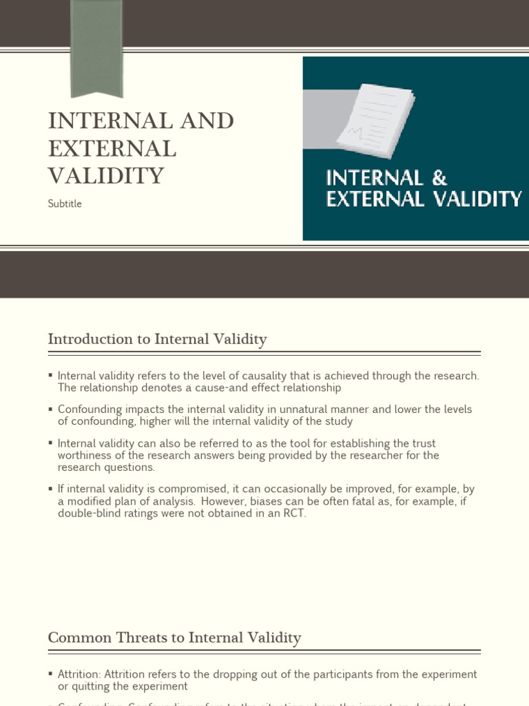 Internal and External Validity | PDF | Validity (Statistics) | Confounding