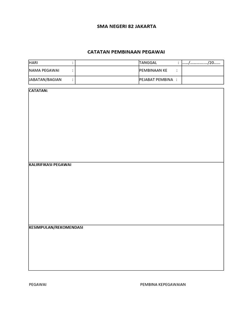 Catatan Pembinaan Pegawai SMA 82 | PDF | Karier & Perkembangan | Sains ...