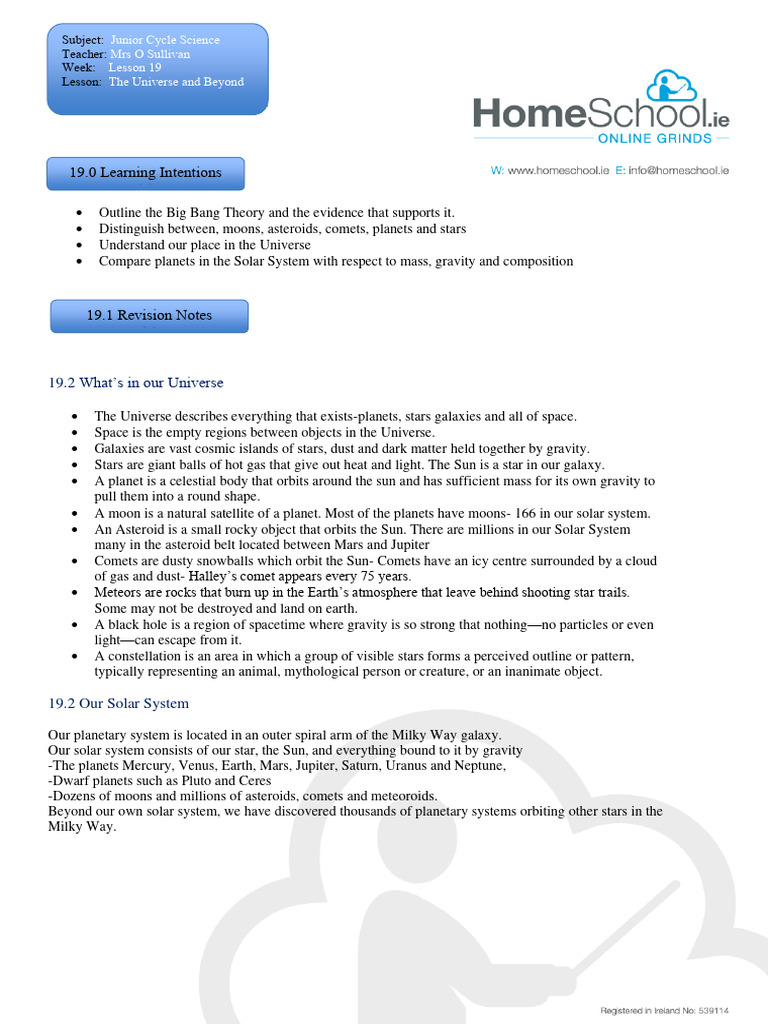 Lesson 19 Final Revised Version | PDF | Planets | Solar System