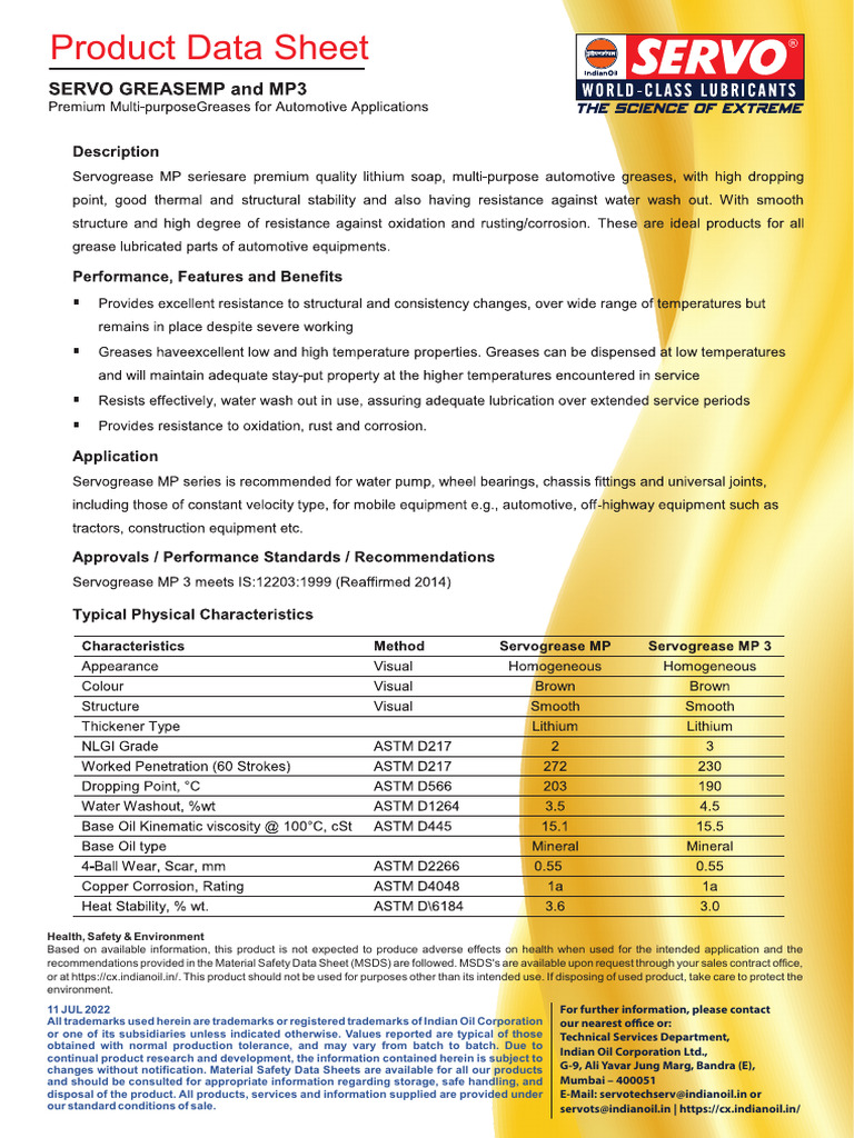 PDS - Servo Grease MP Series - 2022 | PDF