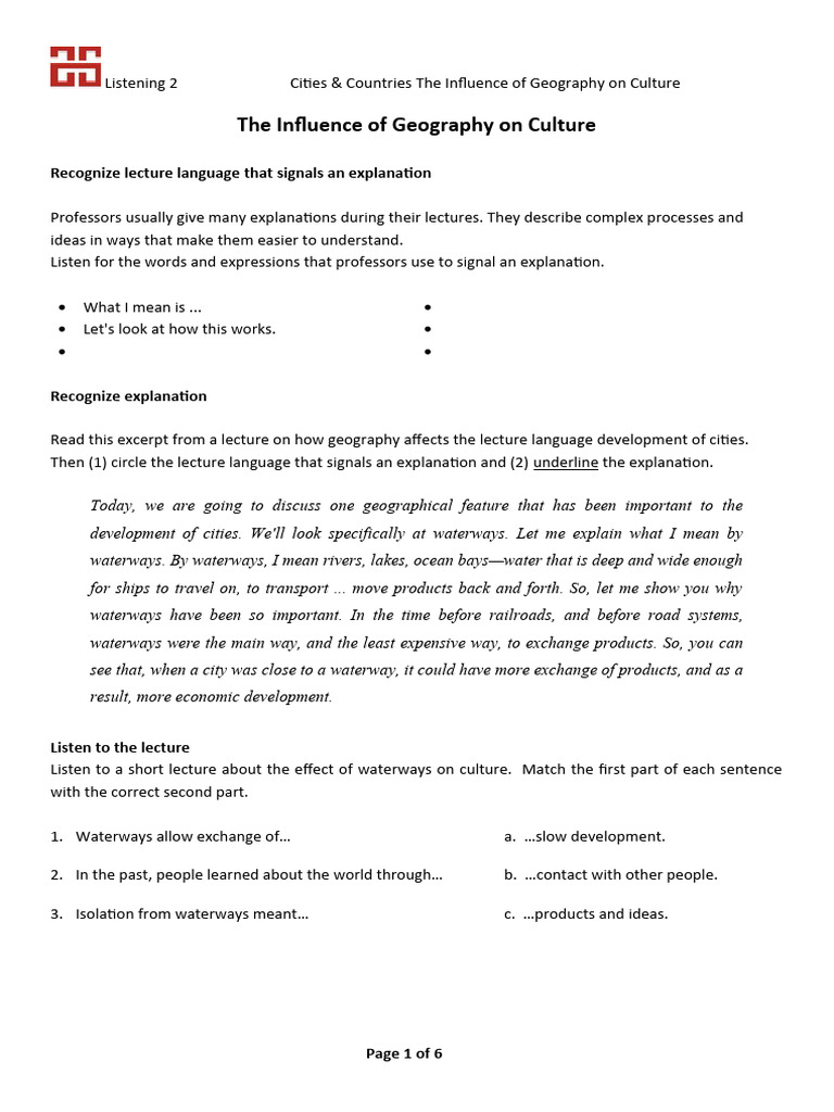The - Influence - of - Geography - On - Culture Handout - Docx1 | PDF ...