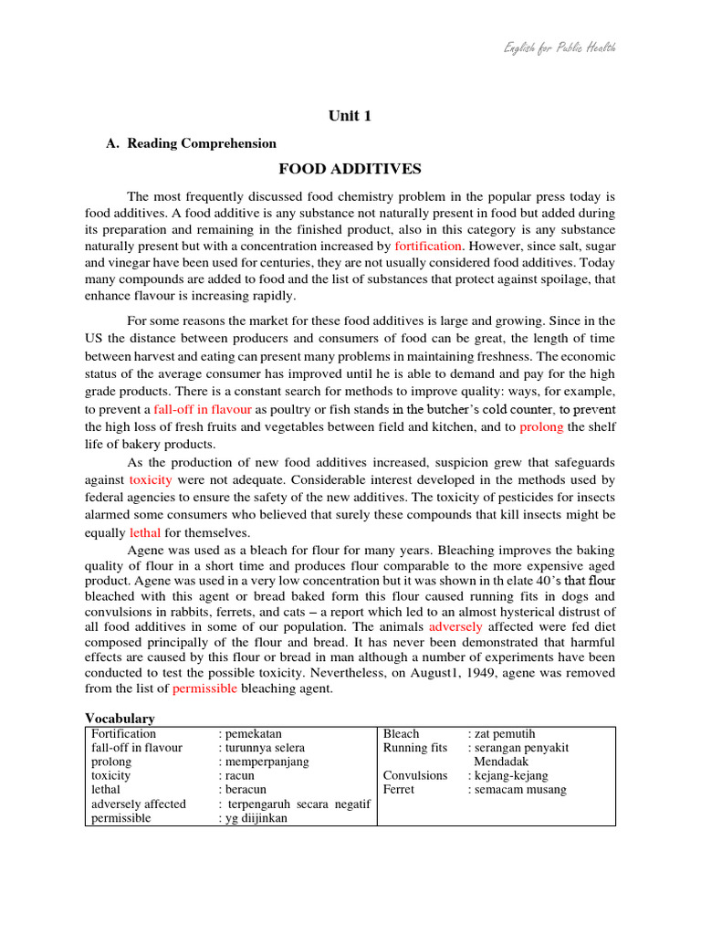 Unit 1 Food Additives | PDF | Consonant | Syllable
