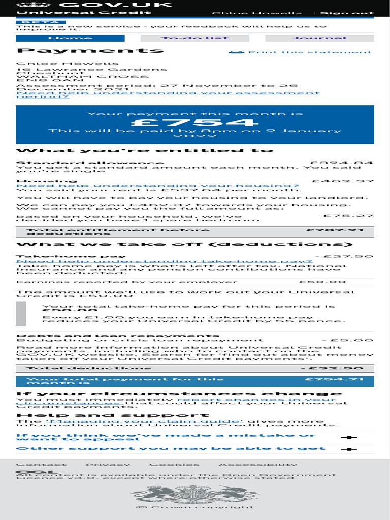Payments - Universal Credit | PDF | Personal Finance | Public Finance