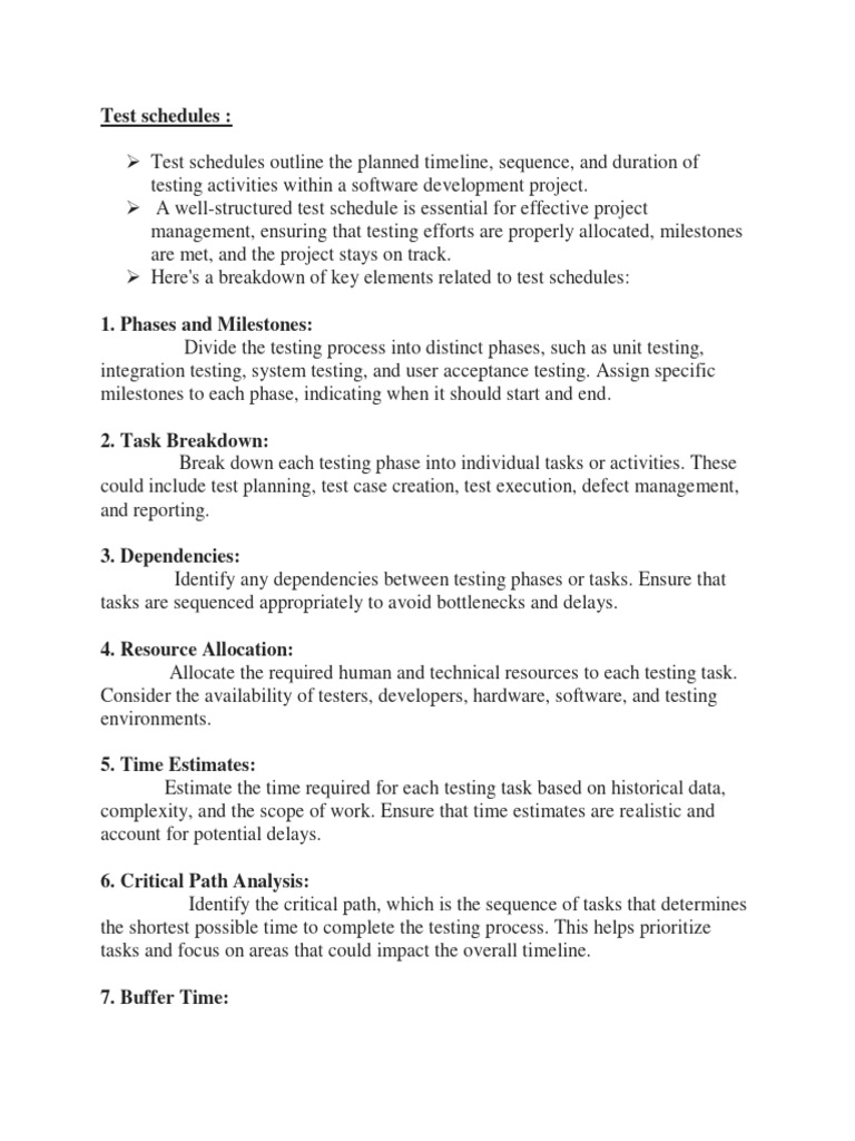 Unit-2-Test schedules | PDF | Software Testing | Information Technology ...