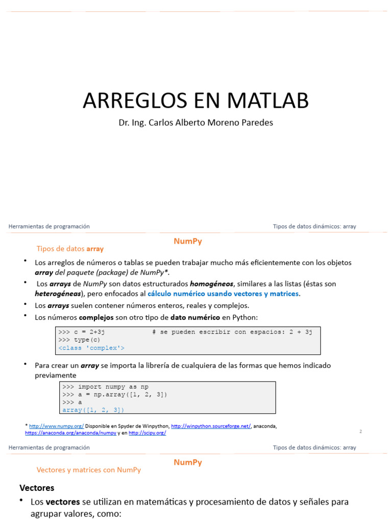 clase_8_ARREGLOS EN Python | PDF | Ingeniería de software | Matemáticas