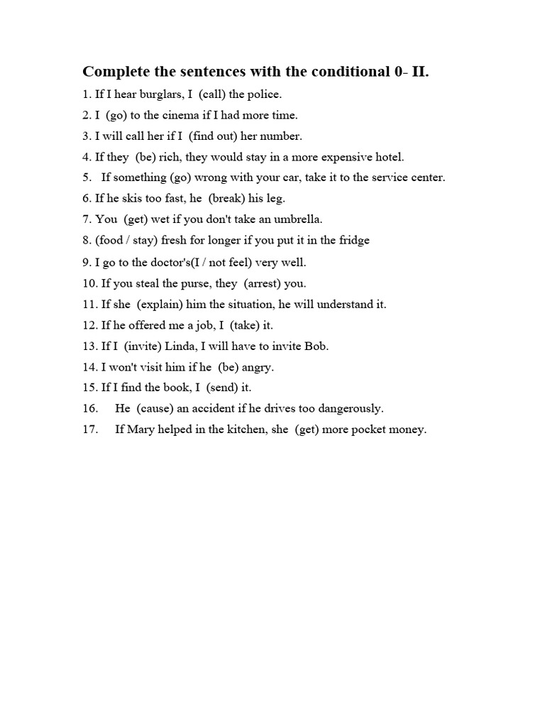 Complete The Sentences With The Conditional 0 | PDF