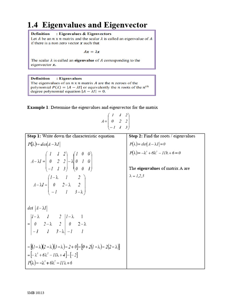 1.4 Eigenvalues and Eigenvector | PDF | Eigenvalues And Eigenvectors | Matrix (Mathematics)