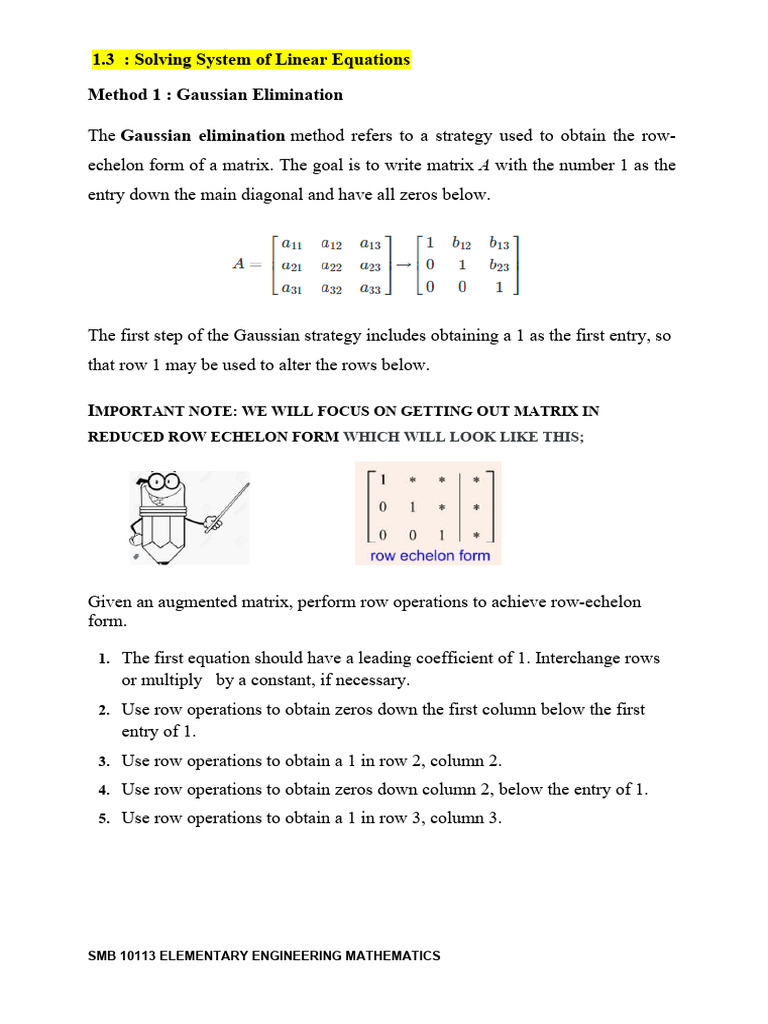 1.3 Solving Linear System | PDF | Mathematical Concepts | Algorithms