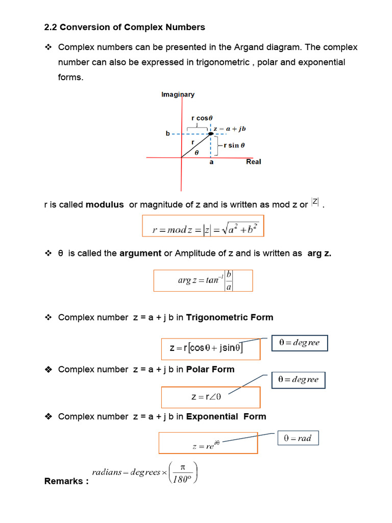 CHAPTER 2.2 Complex Numbers | PDF | Complex Number | Trigonometric ...