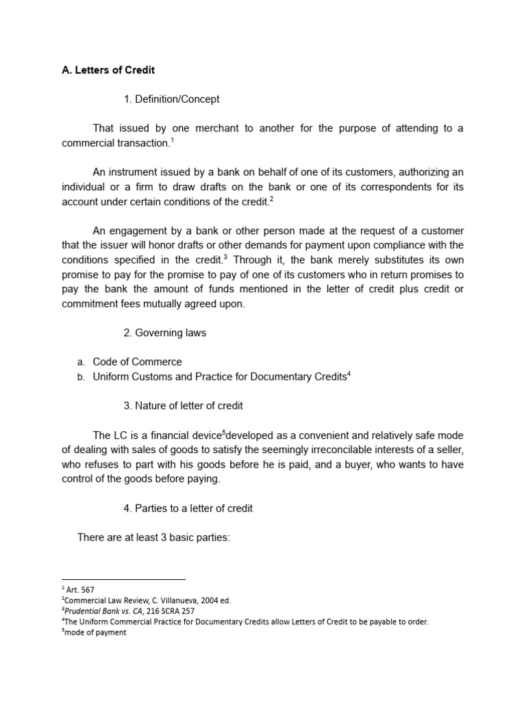 Letters of Credit Notes | PDF | Letter Of Credit | Credit Card