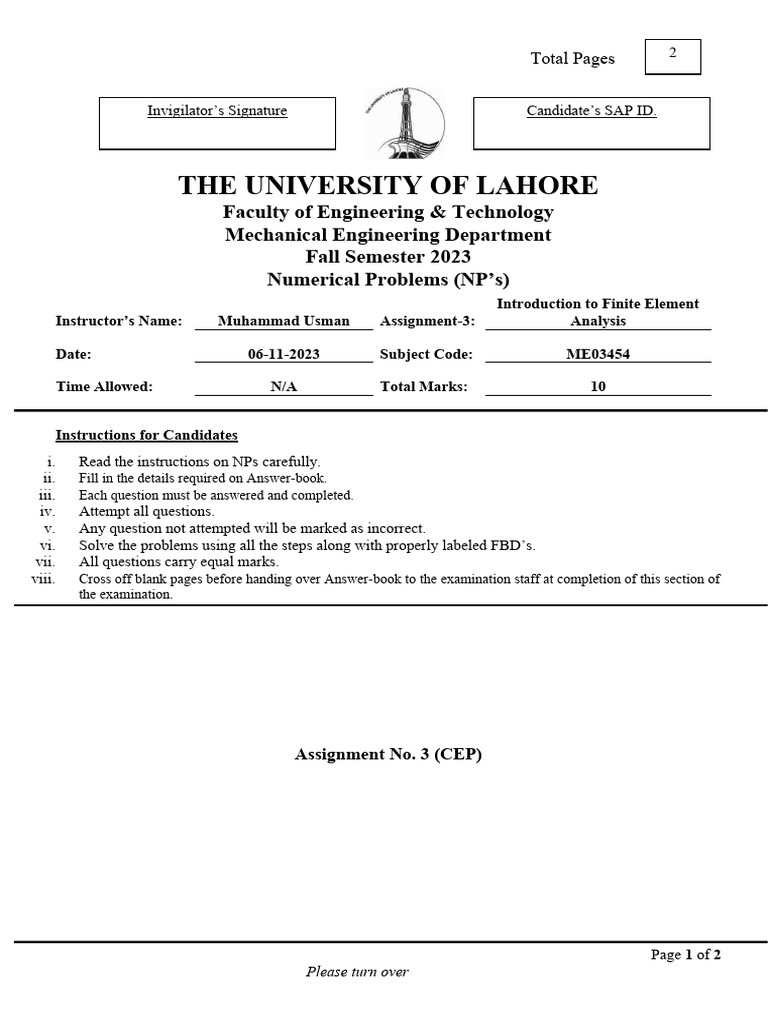 Assignment 03 Pdf Beam Structure Finite Element Method 9104