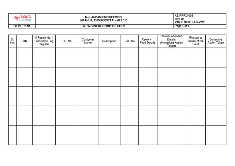 5 Rework Record Details Pdf