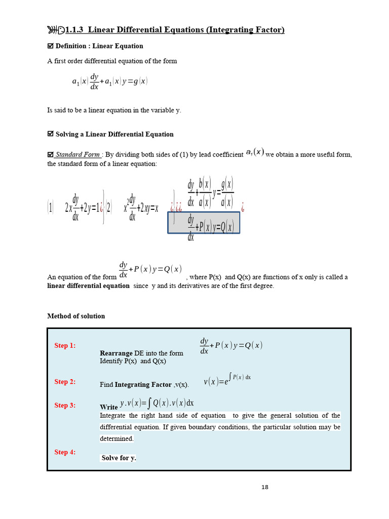 1.1.3 Linear Equation | PDF | Equations | Mathematical Analysis