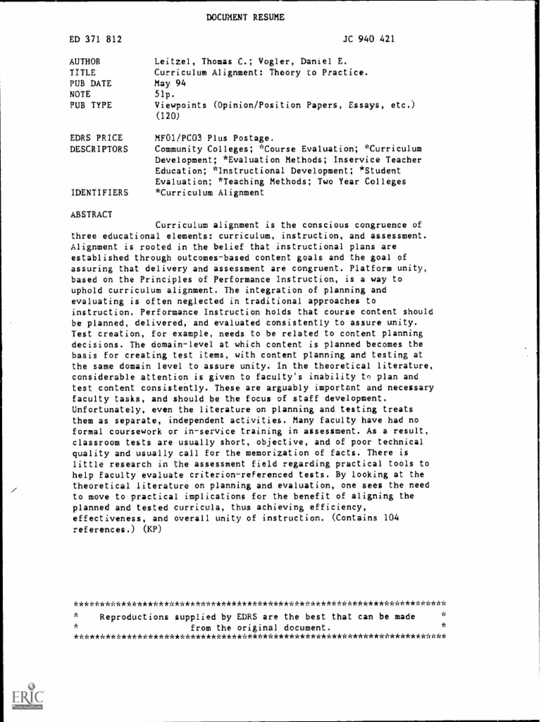 Curriculum Alignment - Theory To Practice | PDF