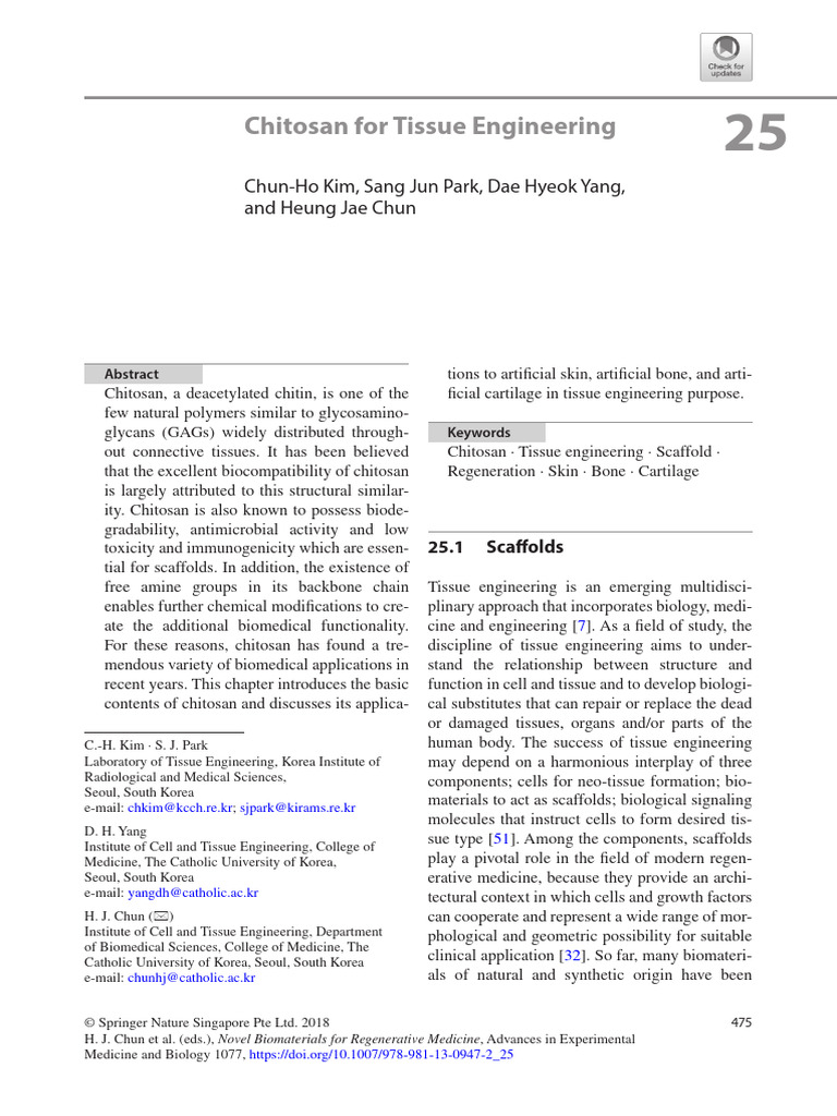Chitosan for Tissue Engineering | PDF | Tissue Engineering | Wound Healing