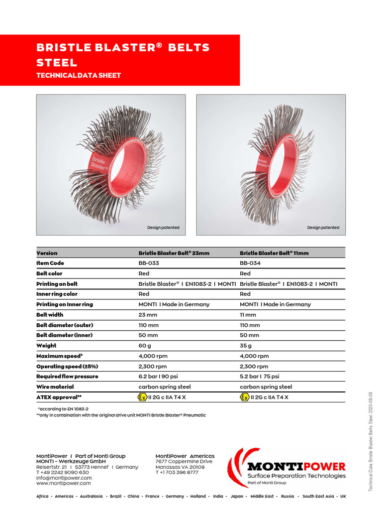 Technical Data Bristle Blaster Belts Steel 2 | PDF | Mechanical ...