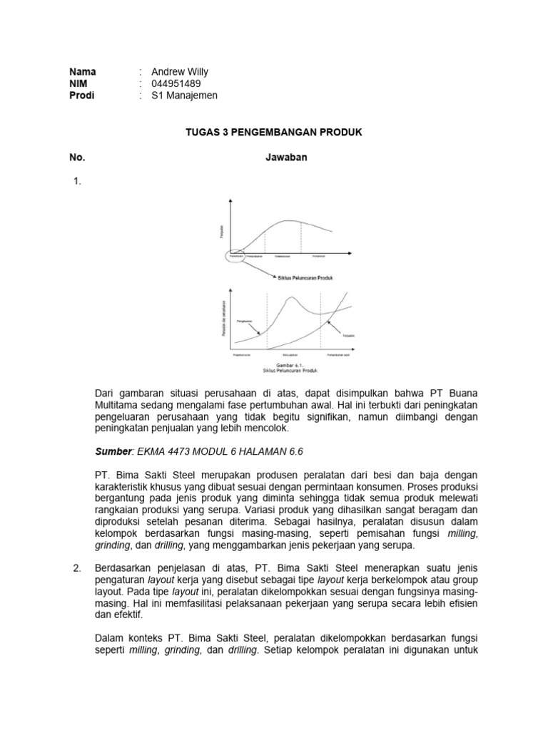Tugas 3 Pengembangan Produk 044951489 Andrew Willy | PDF