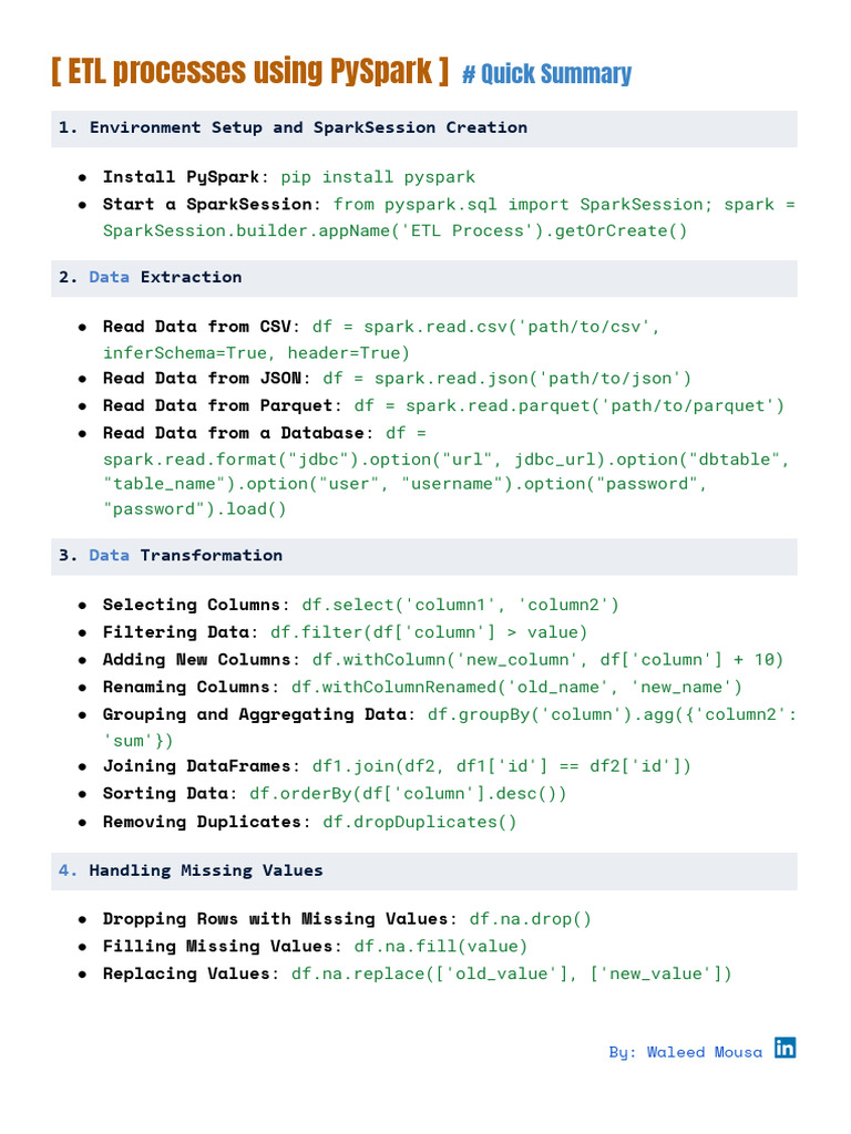 ETL Processes Using PySpark | PDF | Apache Spark | Apache Hadoop