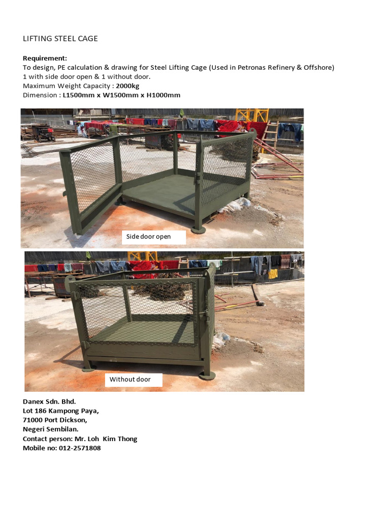Steel Lifting Cage Design Specifications | PDF | Technology & Engineering