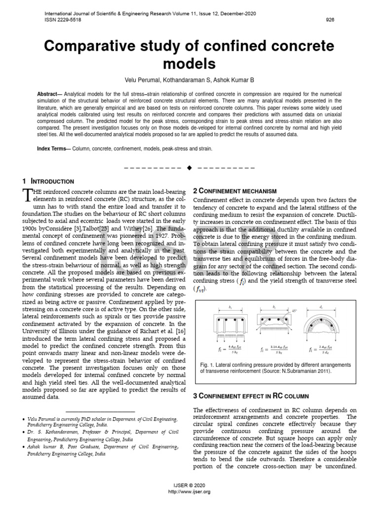 Comparative Study of Confined Concrete Models | PDF | Deformation ...