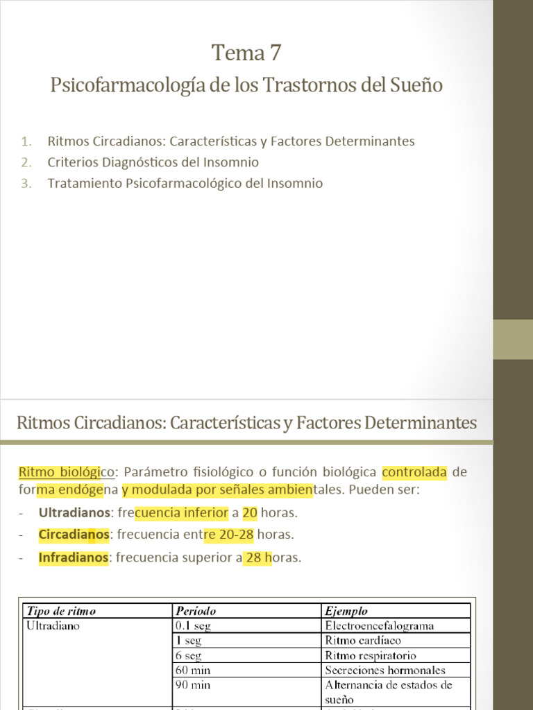 Tema 7 | PDF | Ritmo circadiano | Benzodiazepinas