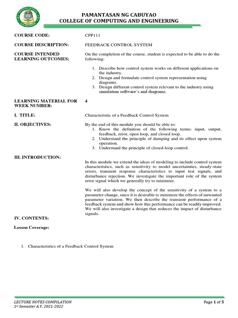 Prelim-MODULE_4 | PDF | Feedback | Control Theory