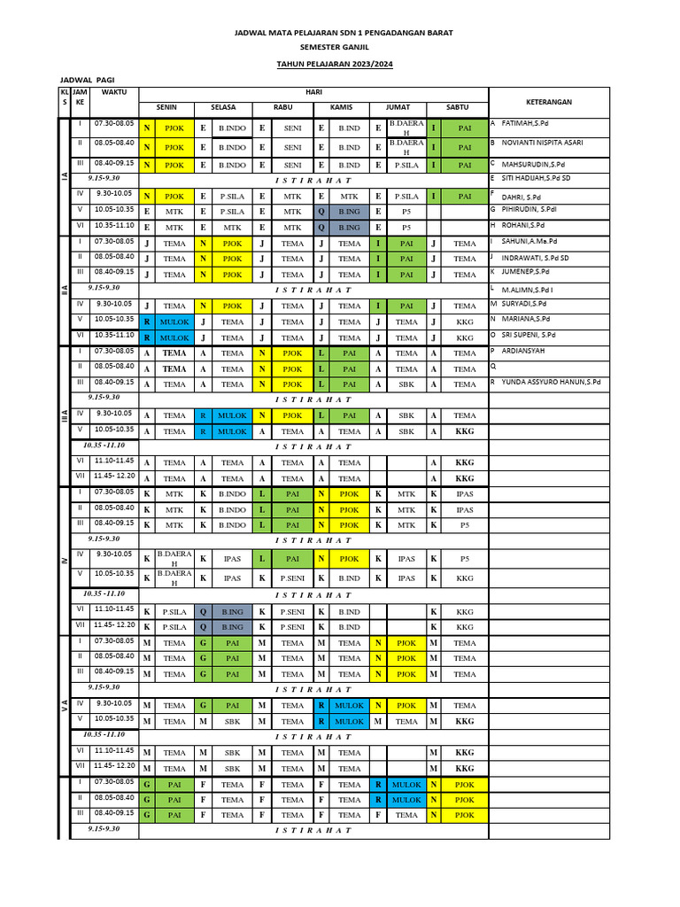 Jadwal Semester Ganjil 2023-2024 | PDF