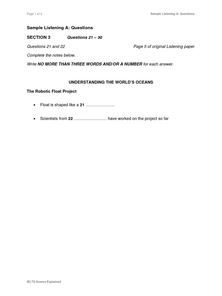 Free Practice Test - Listening - Diagram Label Completion - Sample Task ...