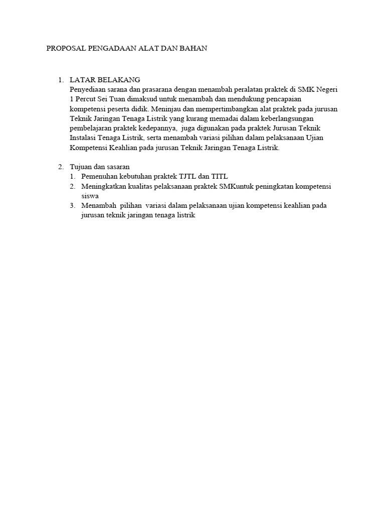 Proposal Pengadaan Alat Dan Bahan | PDF