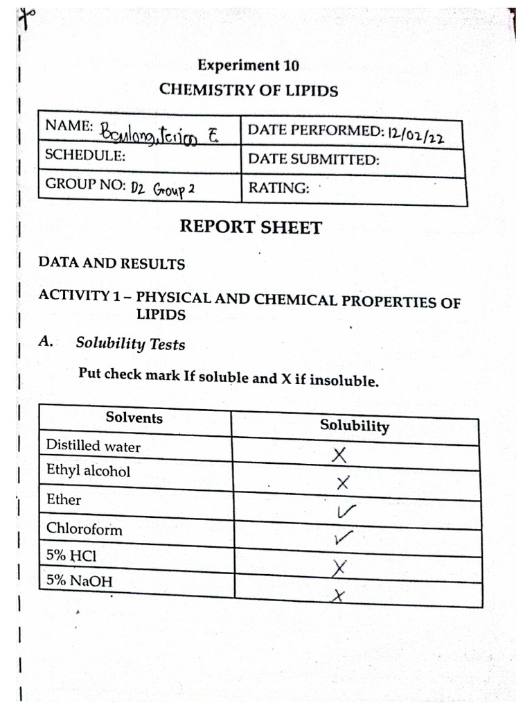 Lipids Worksheet | PDF