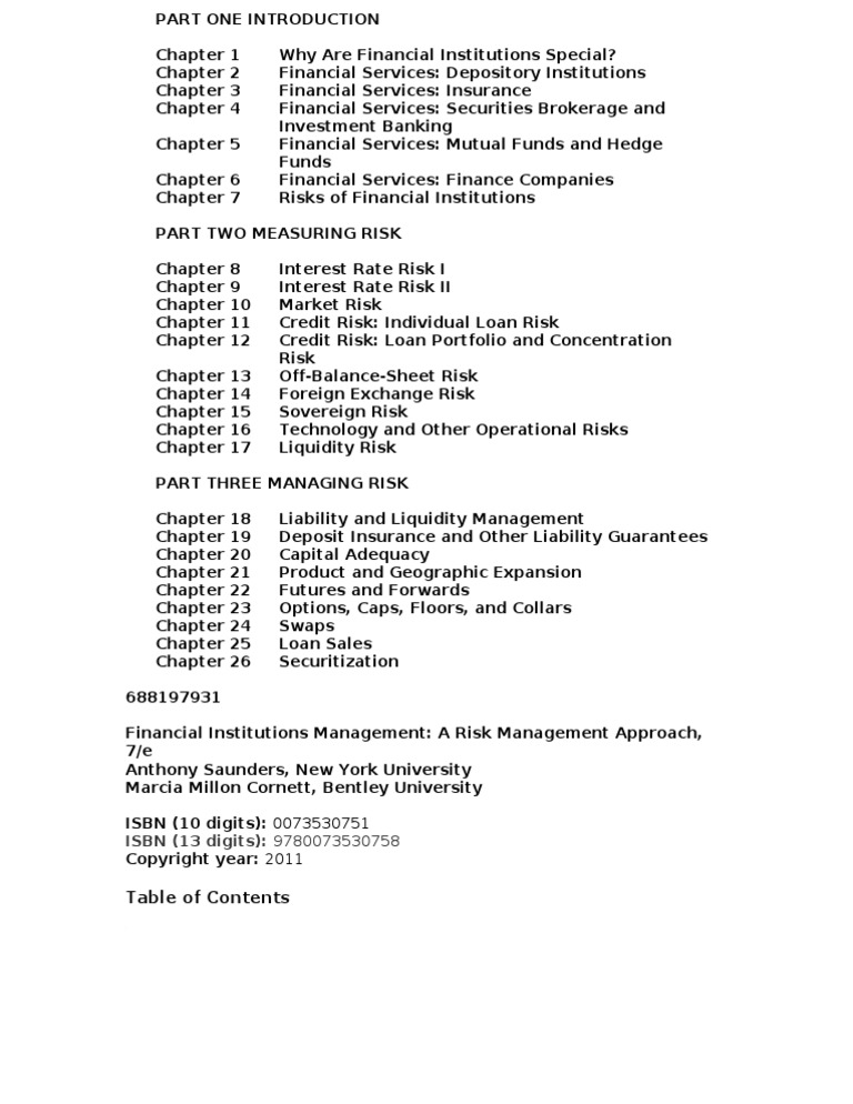 Risk Management SAUNDERS | PDF