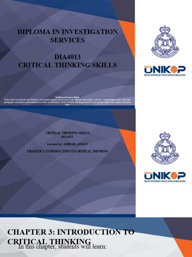 Chapter 3 - Introduction to Critical Thinking Skills | PDF | Critical ...