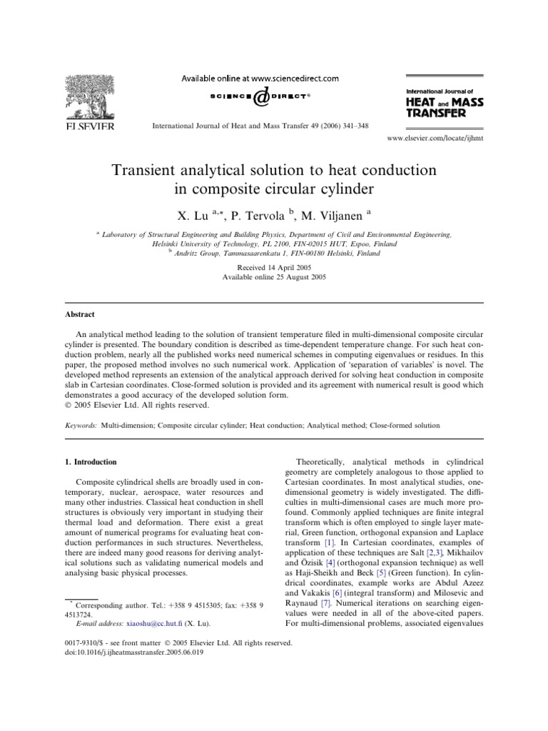 Transient analytical solution to heat conduction in composite circular ... Transient analytical solution to heat conduction in composite circular ...
