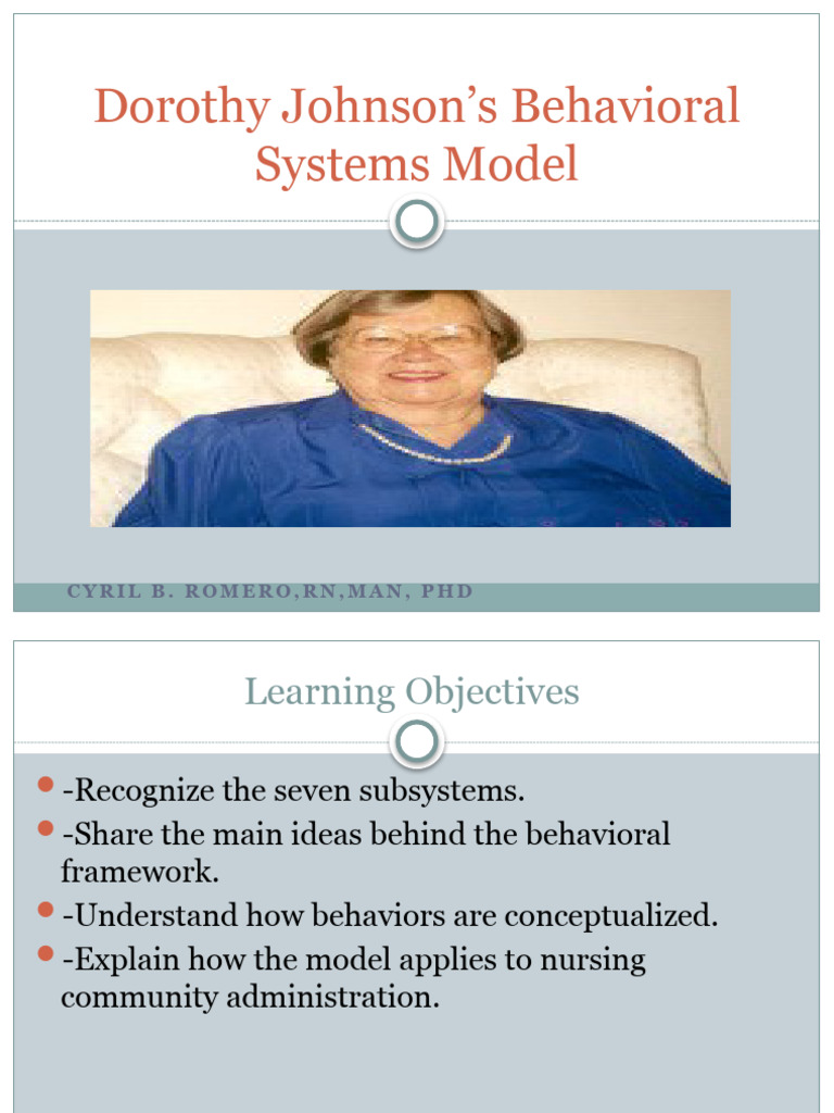 Dorothy Johnson Behavioral System Model - Cy | PDF | System | Nursing