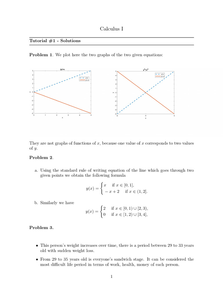 Calculus I - Solution #1 | PDF | Function (Mathematics) | Calculus