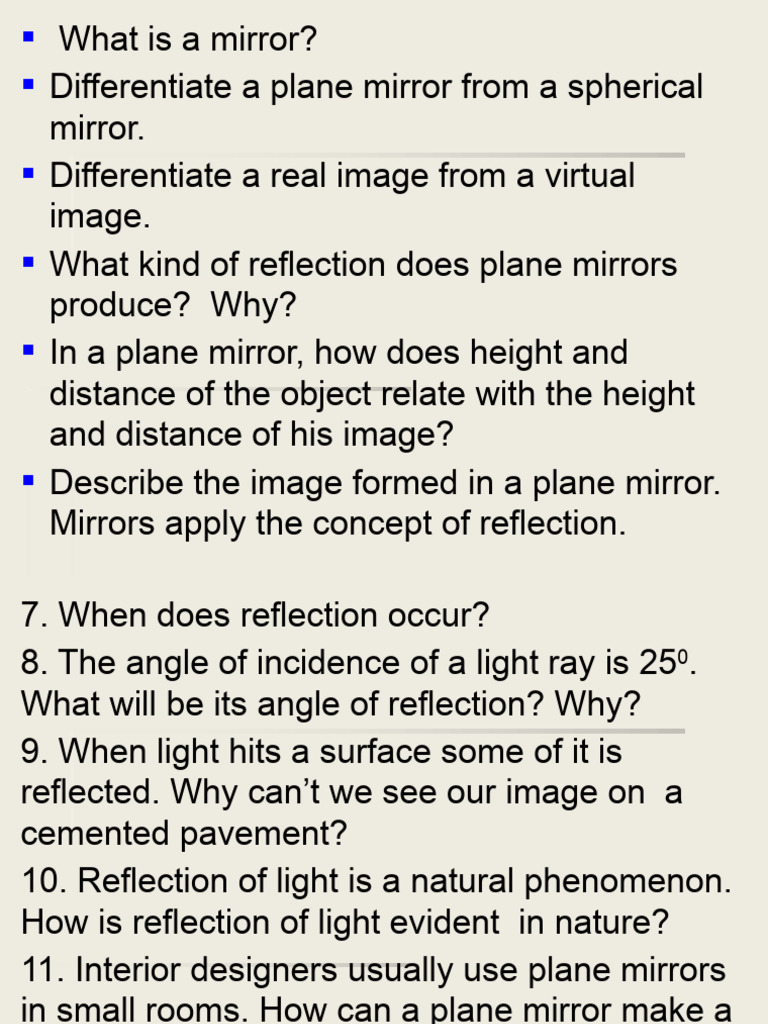 Reflection Spherical Mirrors B | PDF | Mirror | Glass Engineering And ...