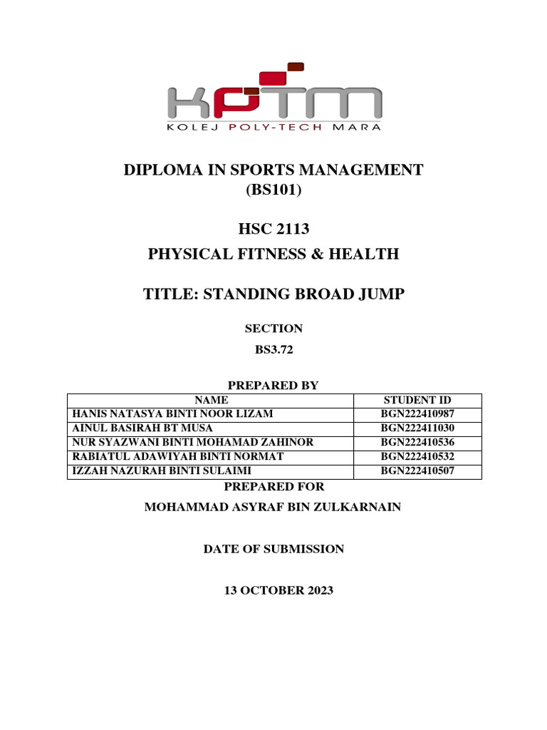 Broad Jump Test Report 1 | PDF | Physical Fitness | Physical Exercise