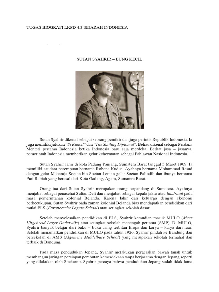 Biografi Sutan Syahrir, Pahlawan Nasional | PDF | Agama & Spiritualitas