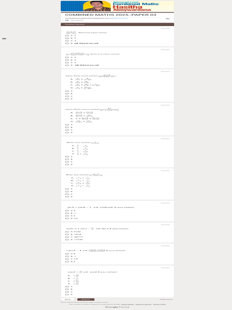 2025 Combined Maths Paper 03 | PDF