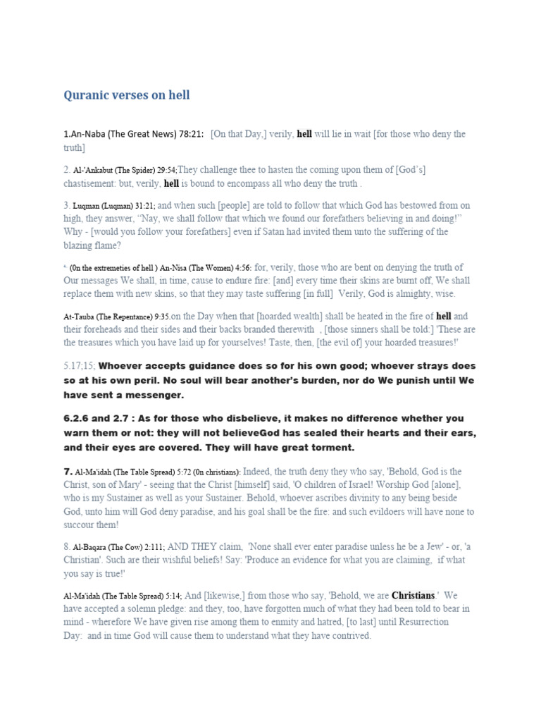 Quranic Verses On Hell | PDF | Hell | Jesus