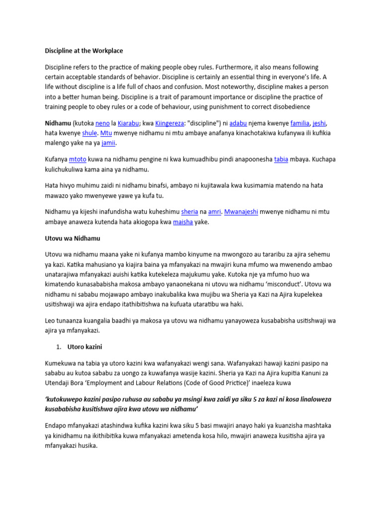 Discipline at The Workplace 2 | PDF