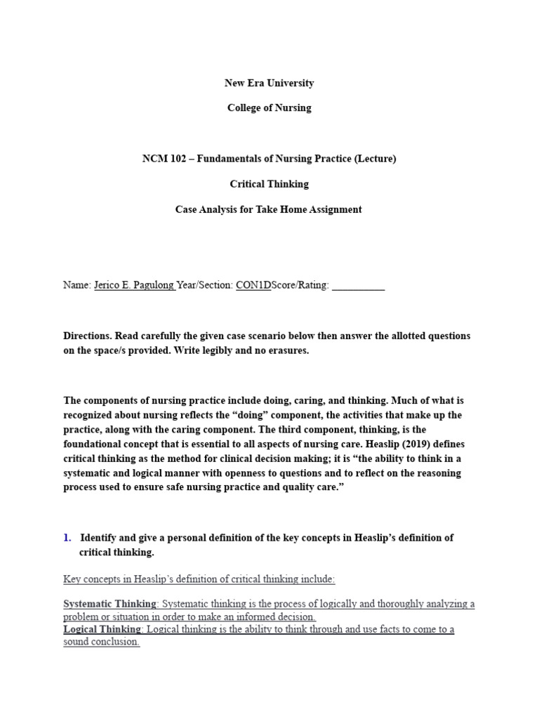 Critical Thinking Case Analysis | PDF | Critical Thinking | Thought