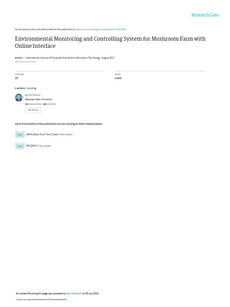 2017 Environmental Monitoring and Controlling System For Mushroom | PDF ...