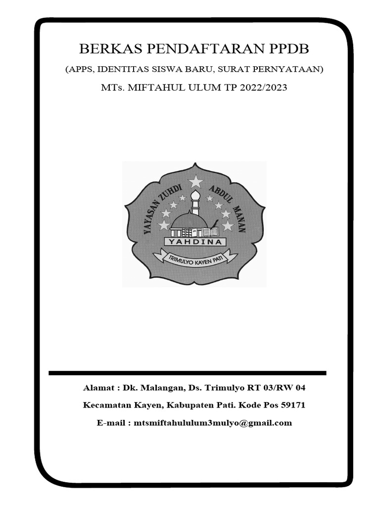 SAMPUL BERKAS PENDAFTARAN PPDB 2022-2023 | PDF