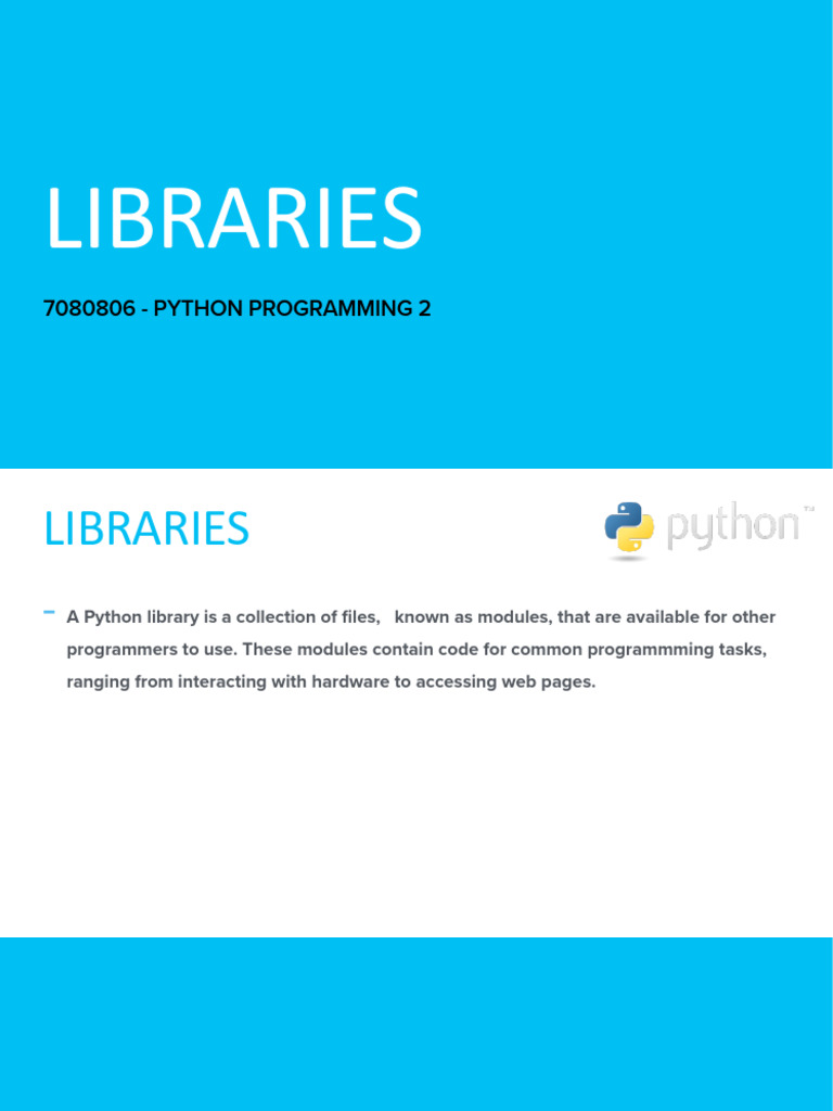 Python Programming 2 Libraries RANDOM | PDF | Programming | Computer Program