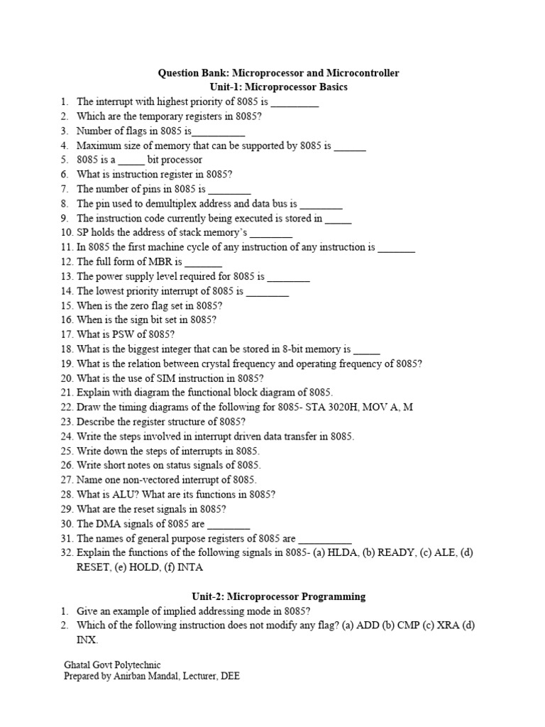MPMC Question Bank | PDF | Central Processing Unit | Office Equipment