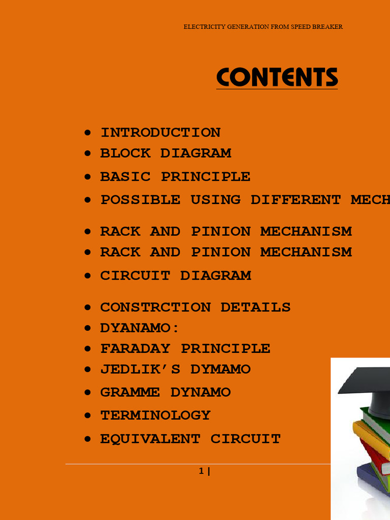 Electricity Generation From Speed Breaker | PDF | Electric Generator ...