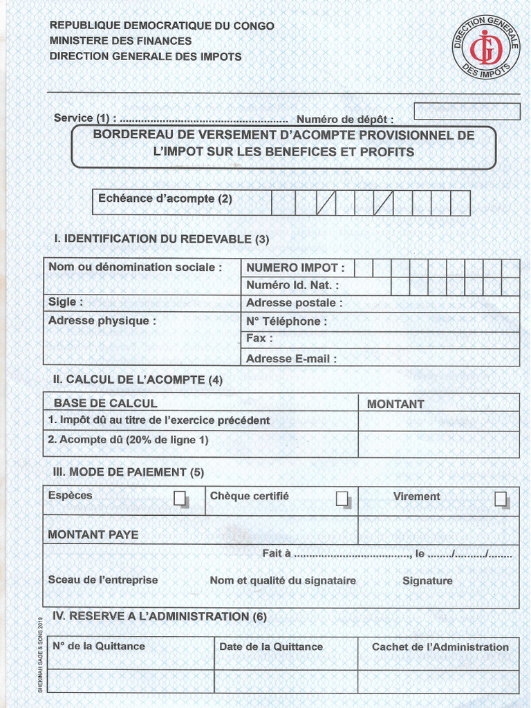 Bordereau de Versement Acpte | PDF