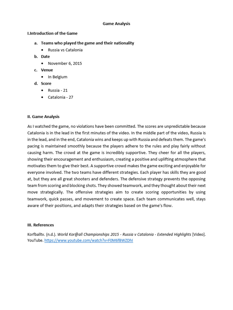Game Analysis | PDF